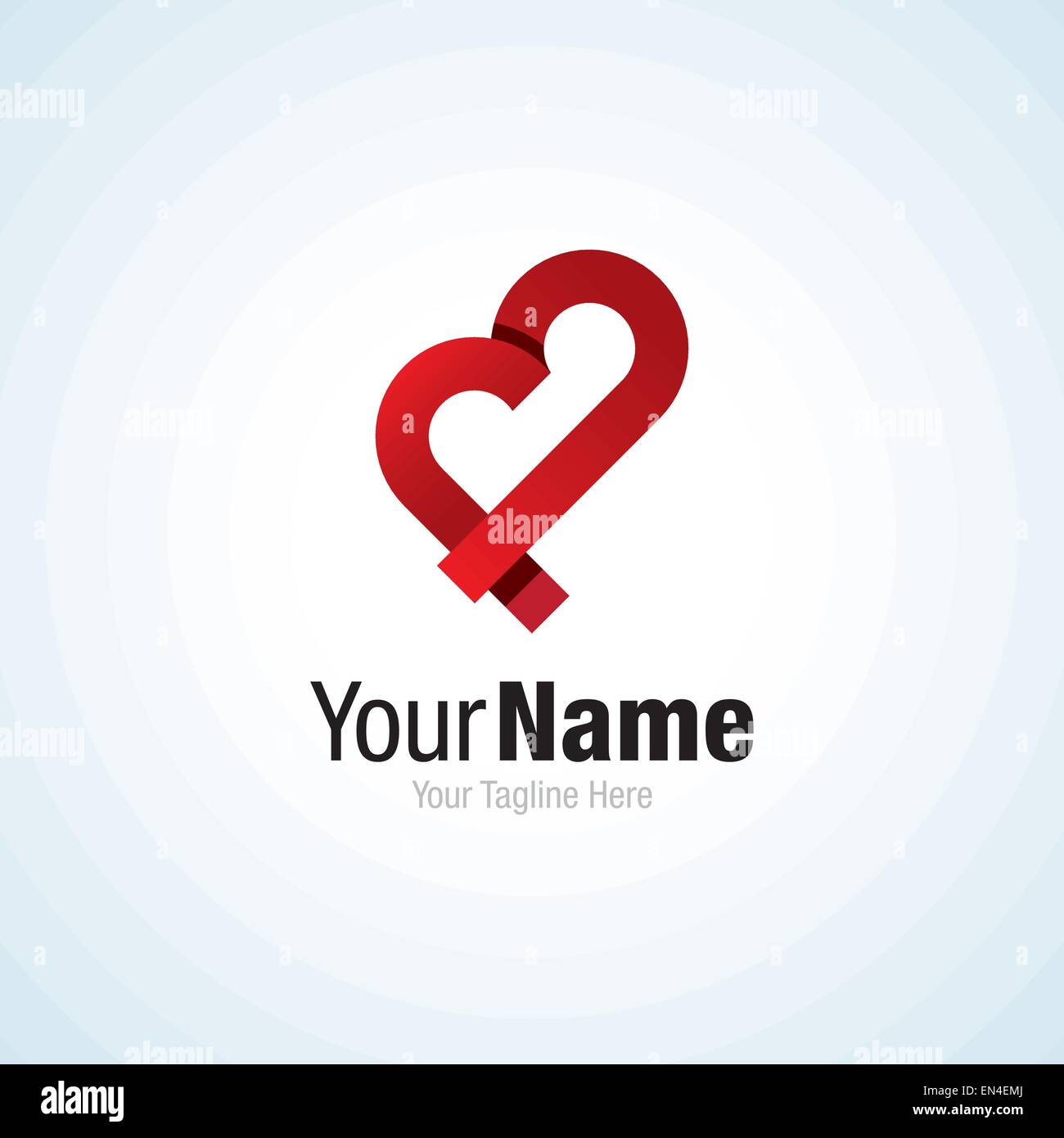 Funny red heart shape ribbon graphic design logo icon Stock Vector ...