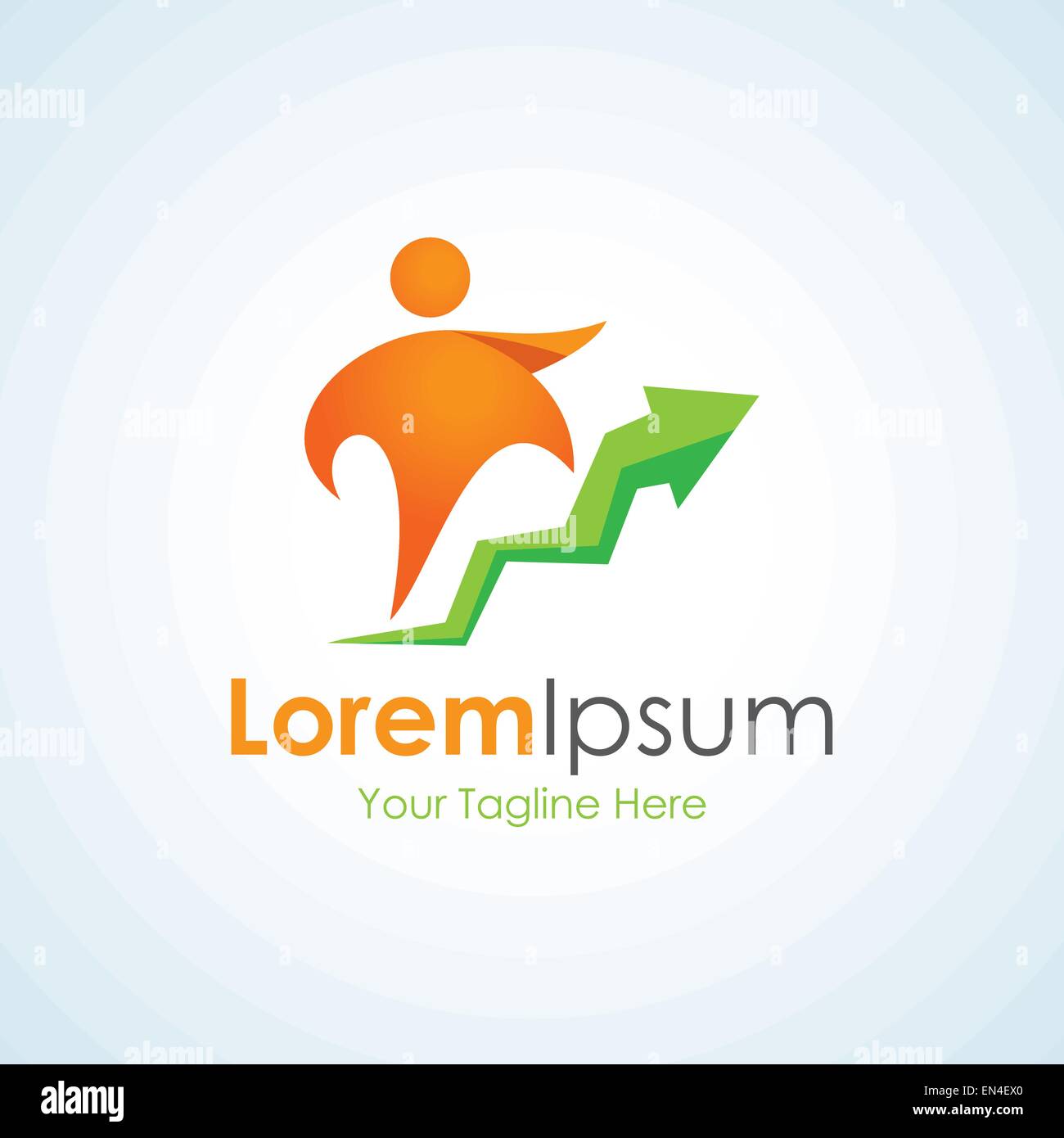 Man running green arrow success stairs simple business icon logo Stock ...