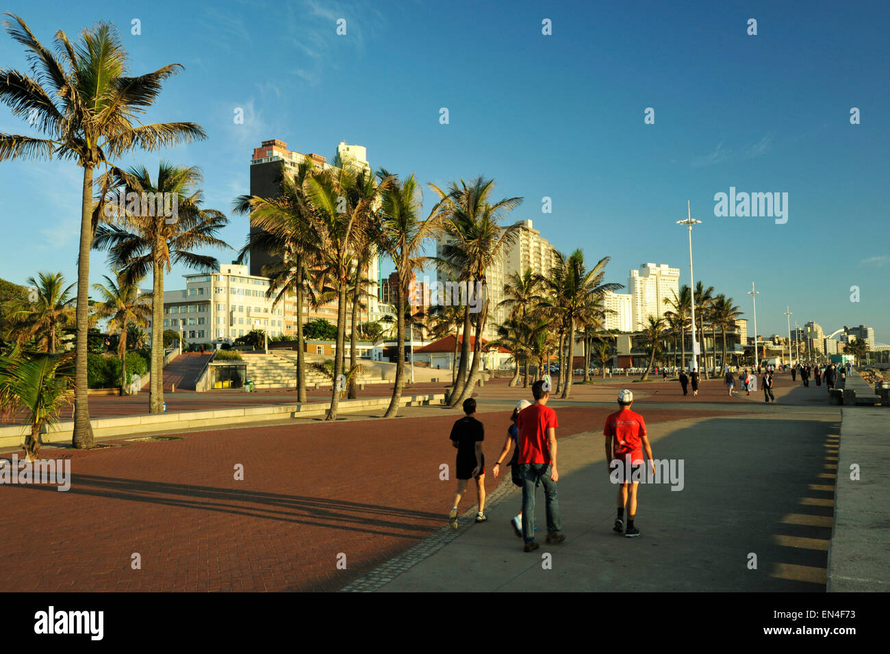 Beautiful promenade, people walking, active lifestyle,Durban beachfront ...