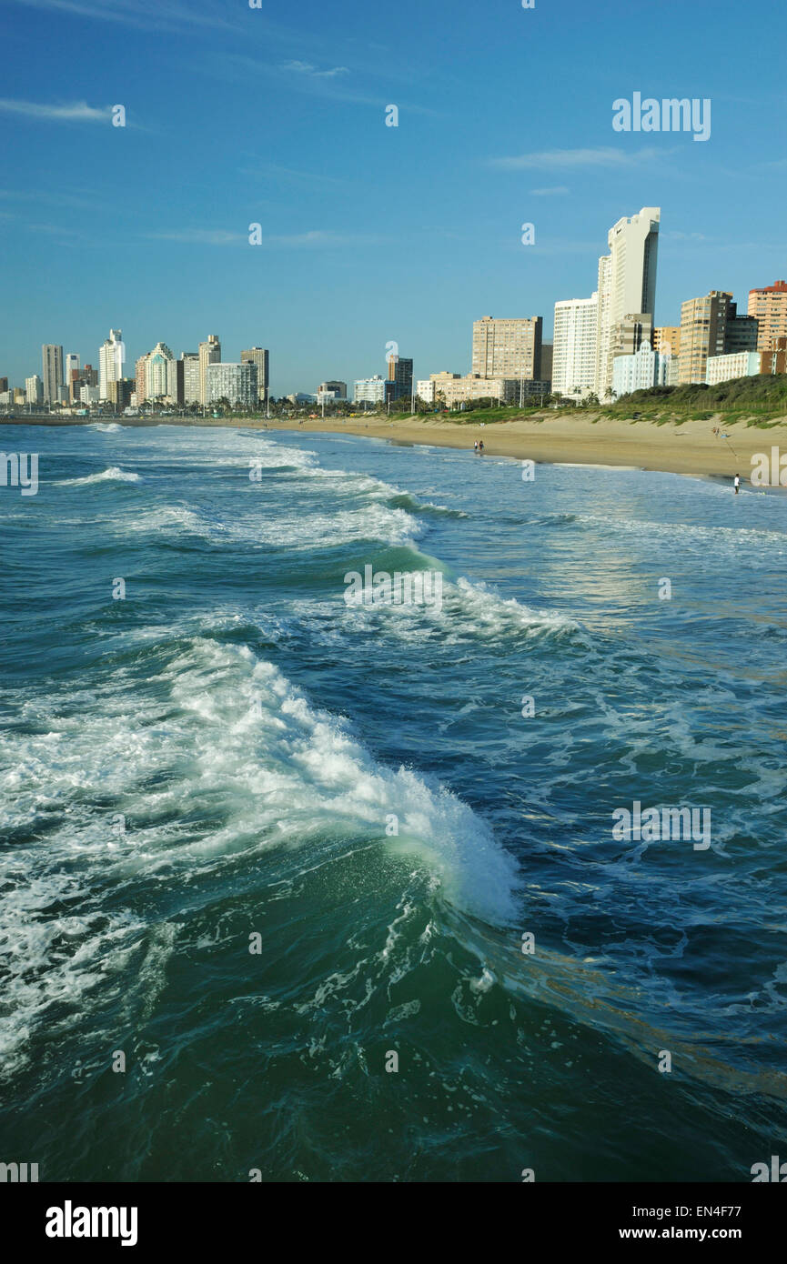 Durban, KwaZulu-Natal, South Africa, waves breaking on beach, Golden ...