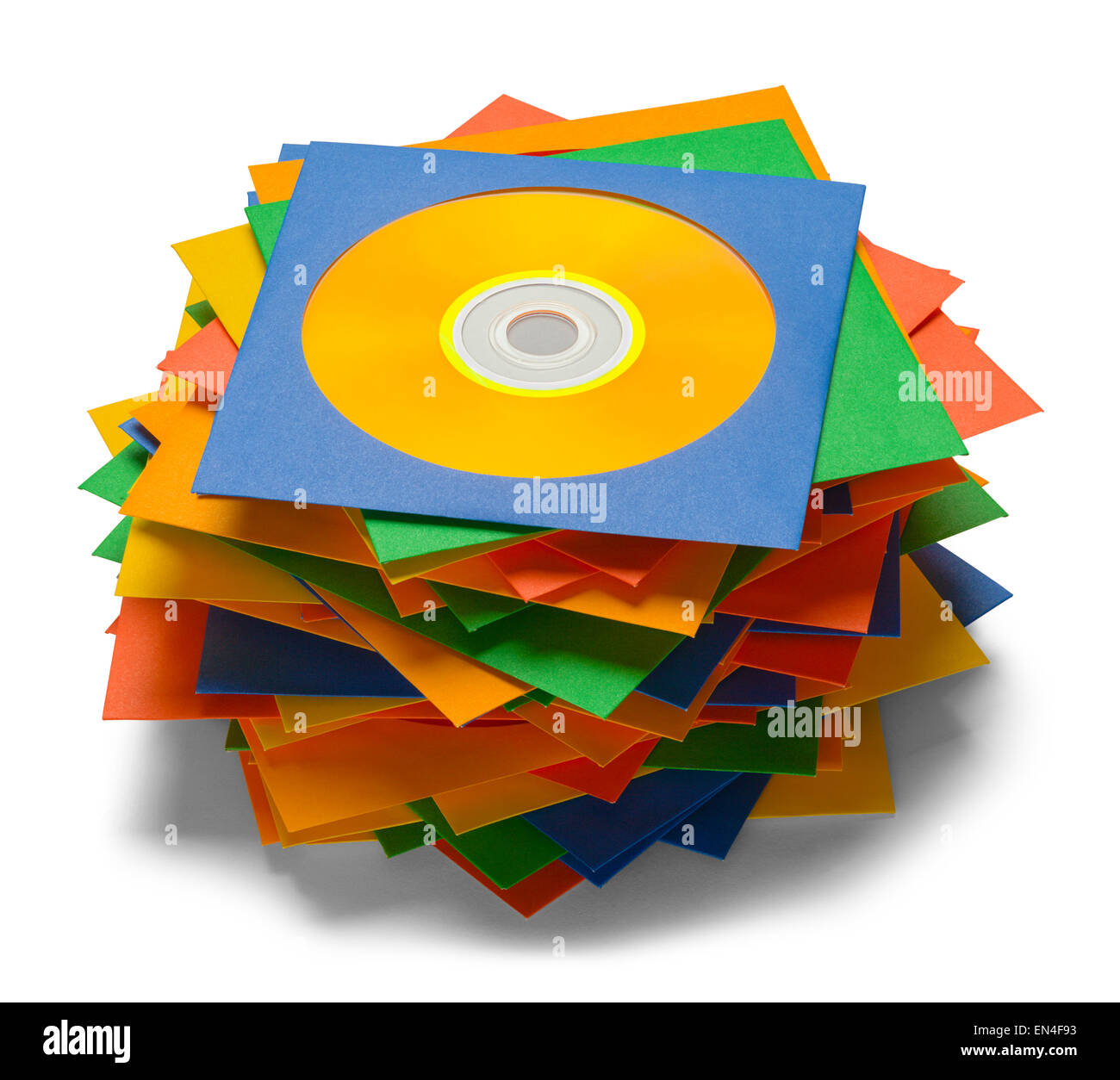 Discs in Cases Stacked in Pile Isolated on a White Background Stock ...