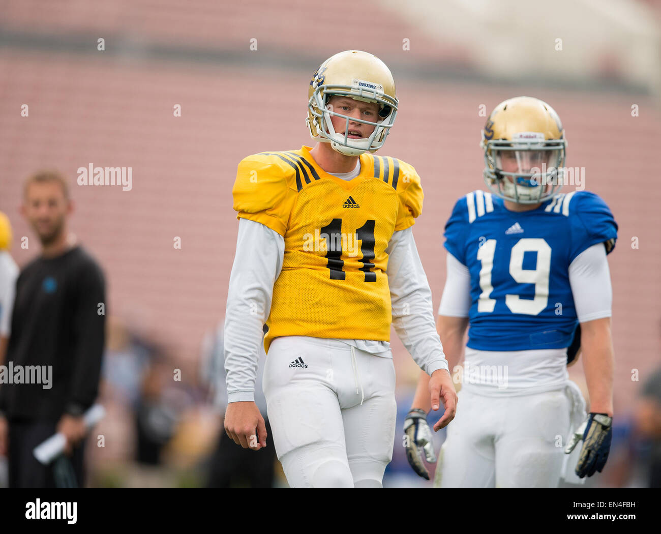Pasadena, CA. 25th Apr, 2015. UCLA quarterback (11) Jerry Neuheisel ...