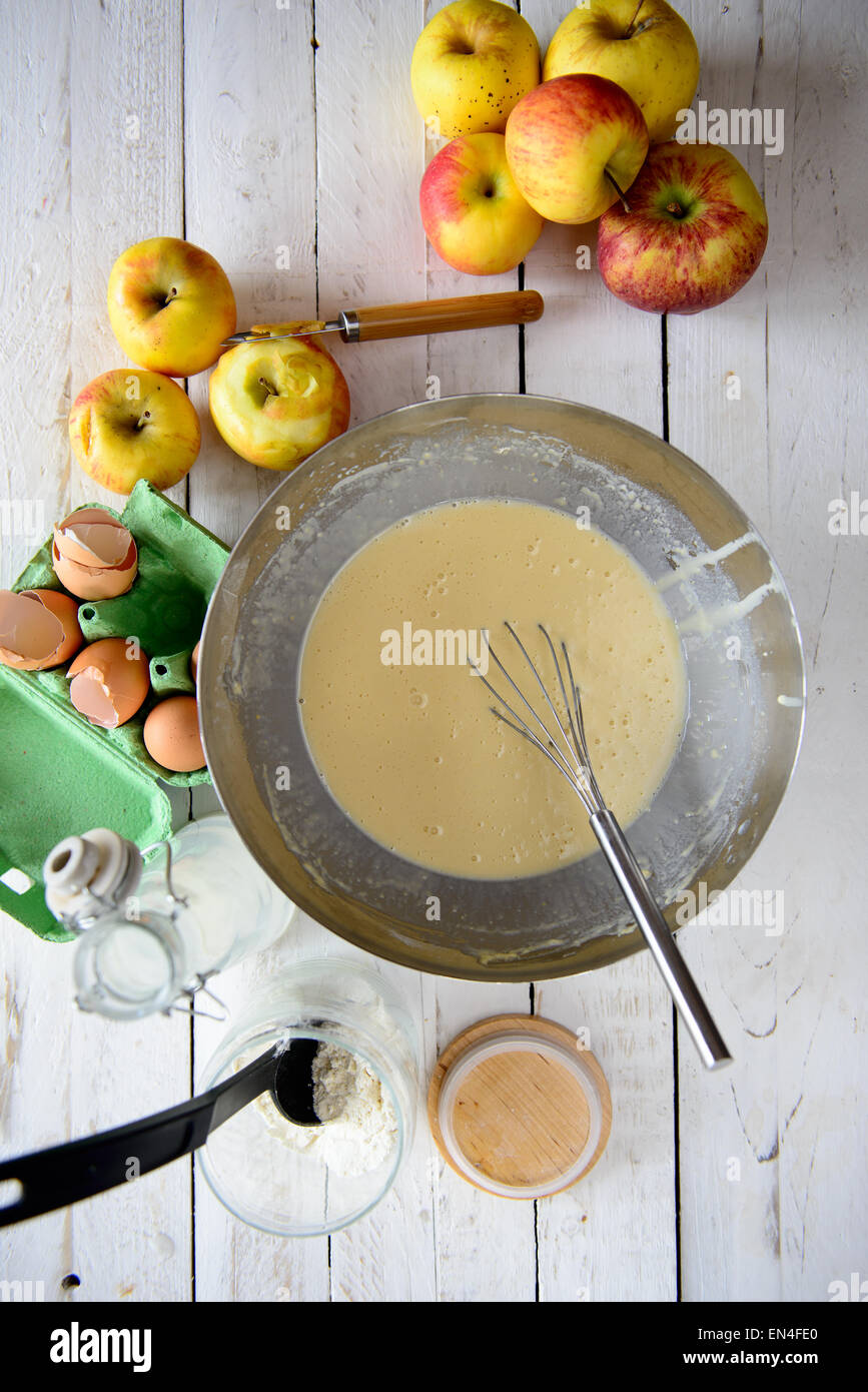 preparation of pancake batter with various ingredients Stock Photo - Alamy
