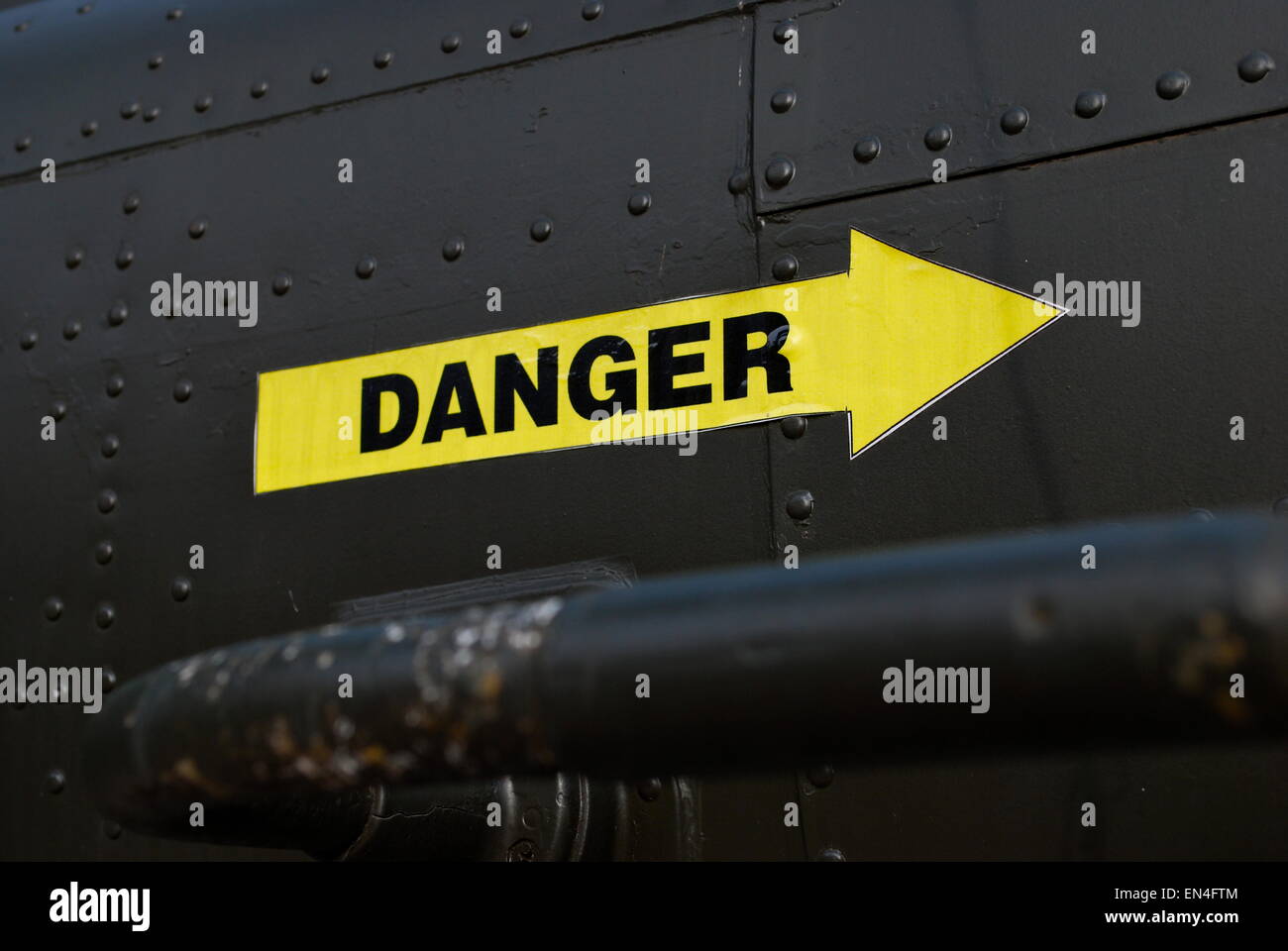 Danger arrow sign on Chinook helicopter at the Vietnam War Remnants ...