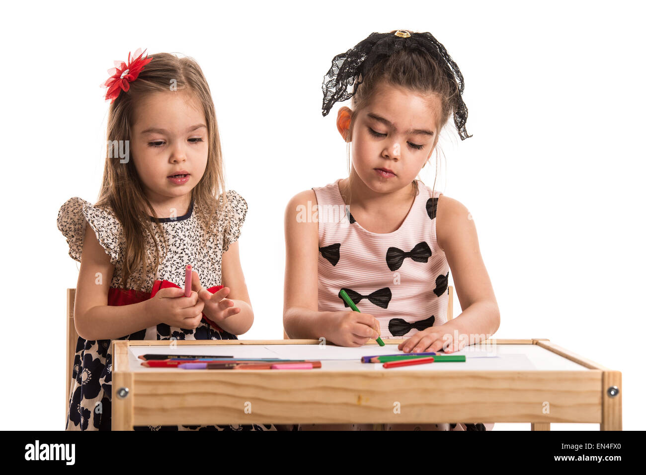 Two kids drawing kindergarten hi-res stock photography and images - Alamy