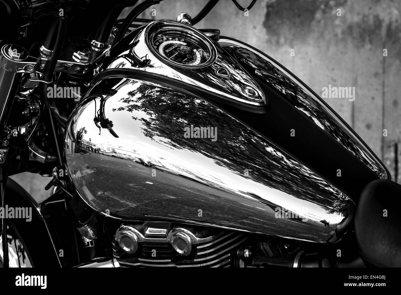 The fuel tank of the modern Triumph motorcycle Stock Photo - Alamy