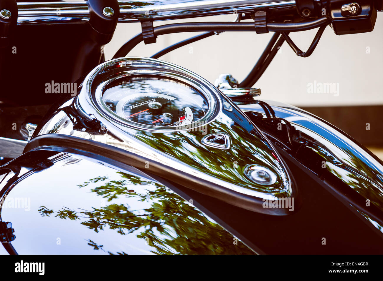 The fuel tank of the modern Triumph motorcycle Stock Photo - Alamy