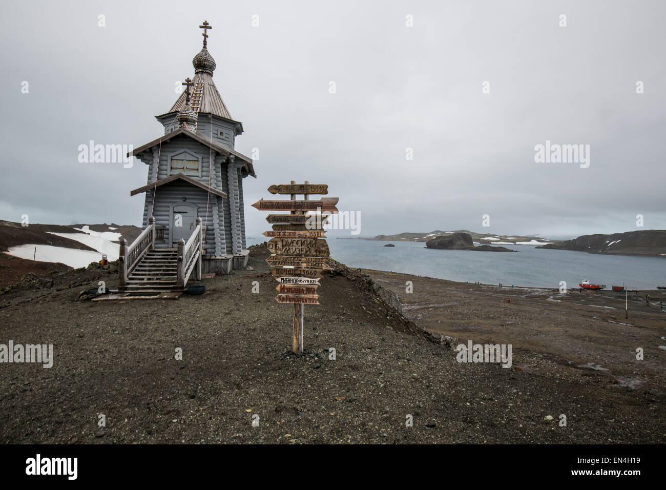 Trinity Church, King George Island near Russian Bellingshausen Station, Antarctica Stock Photo ...
