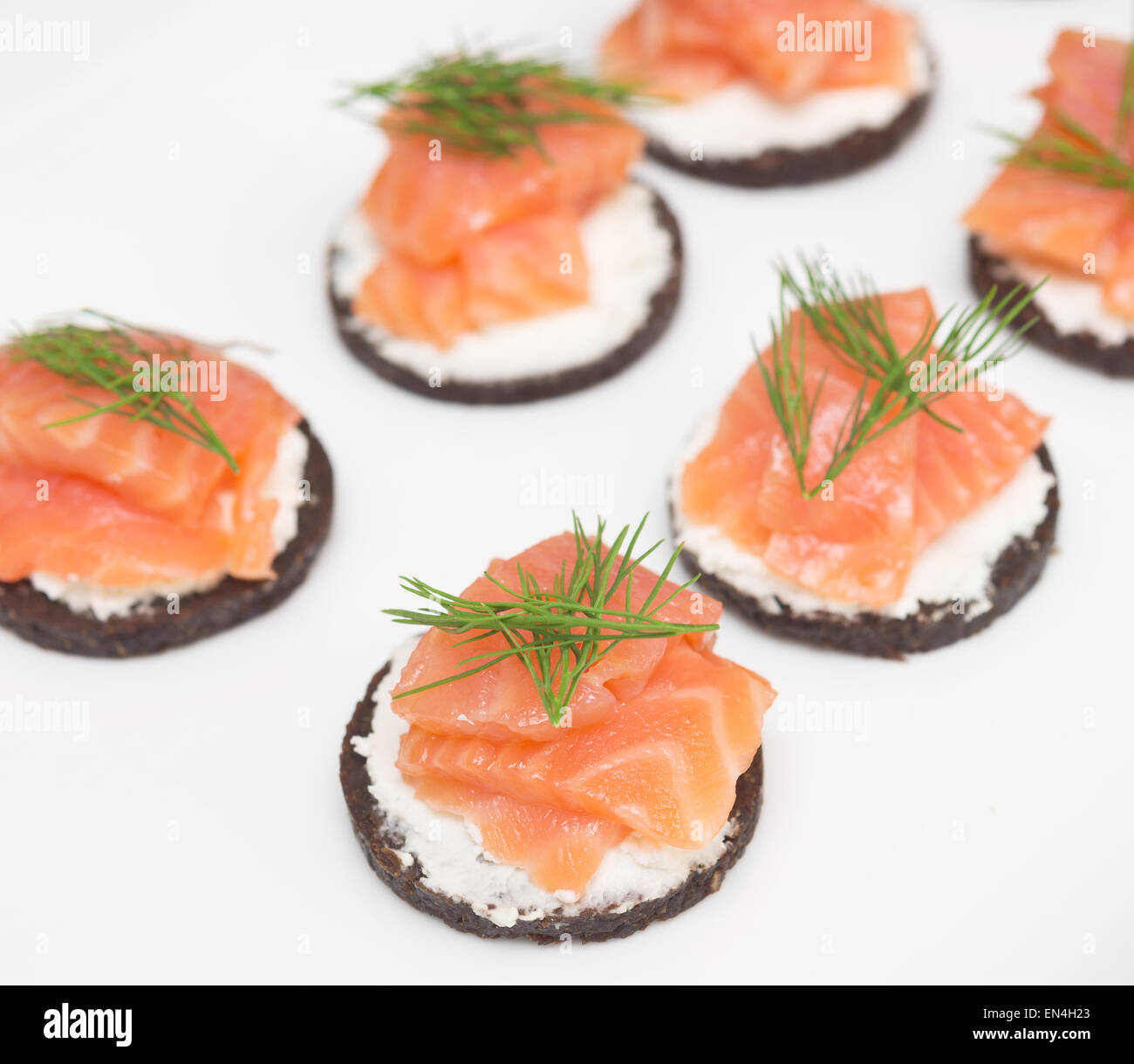 canapes with cheese and red fish Stock Photo - Alamy