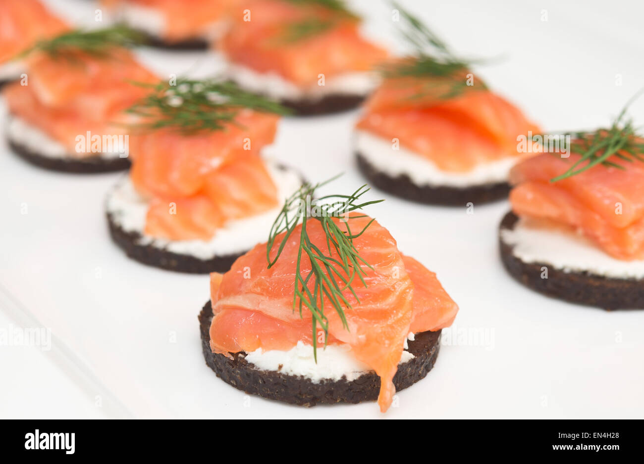 canapes with cheese and red fish Stock Photo - Alamy