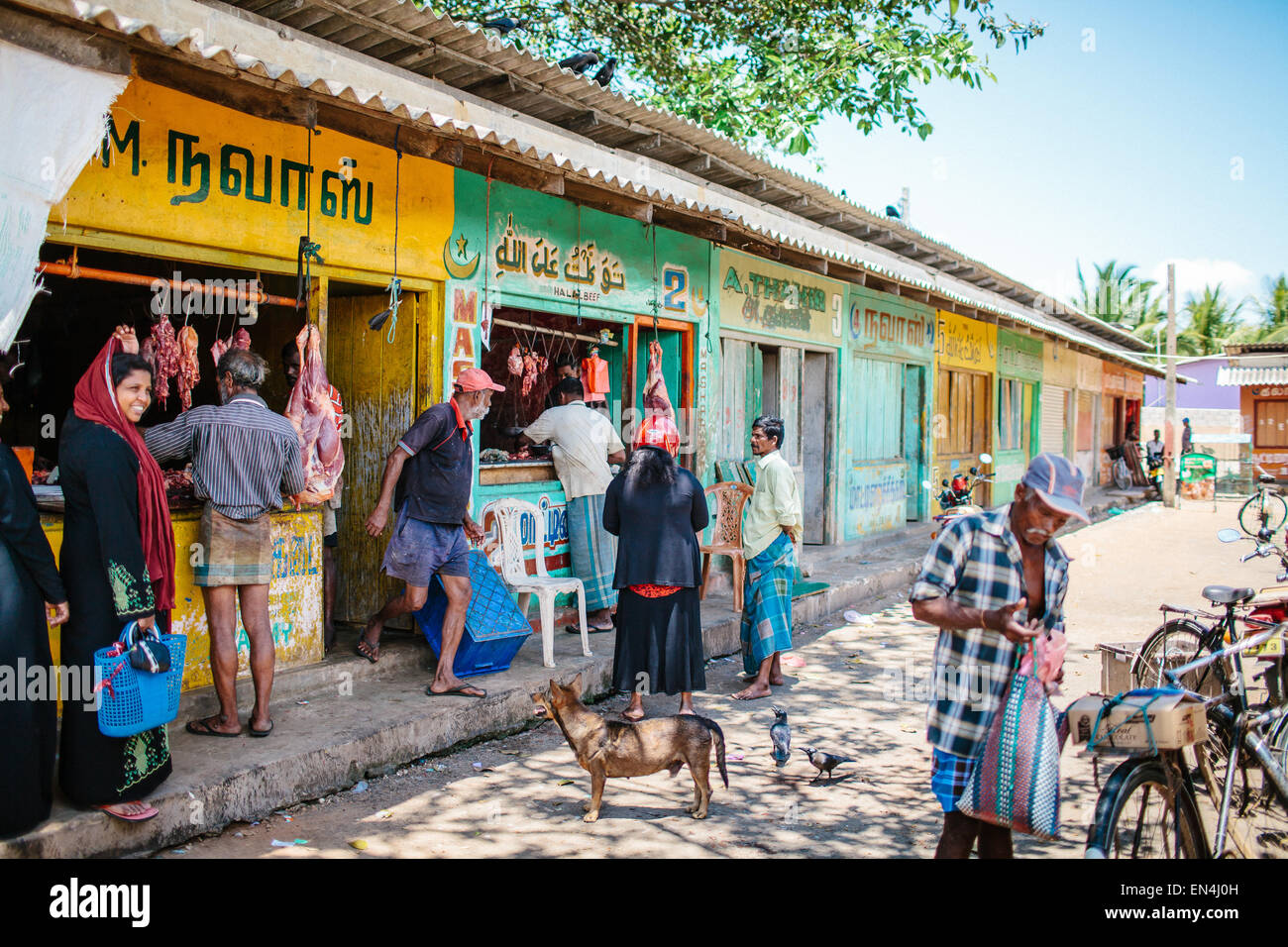 Stalls at a food market on Navalar Road, Jaffna, northern Sri Lanka ...