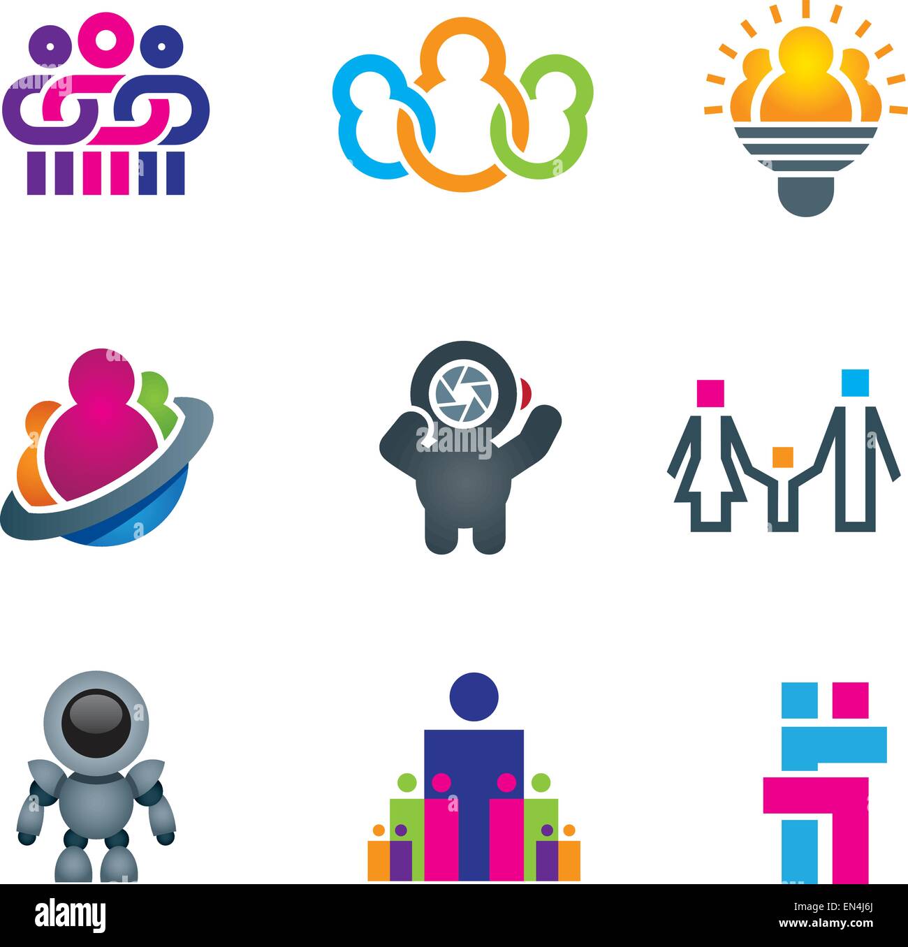 Different creative people interacting and creating fun and innovative ...