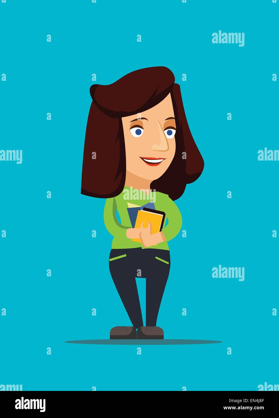 College beautiful female student holding books and girl smiling ...