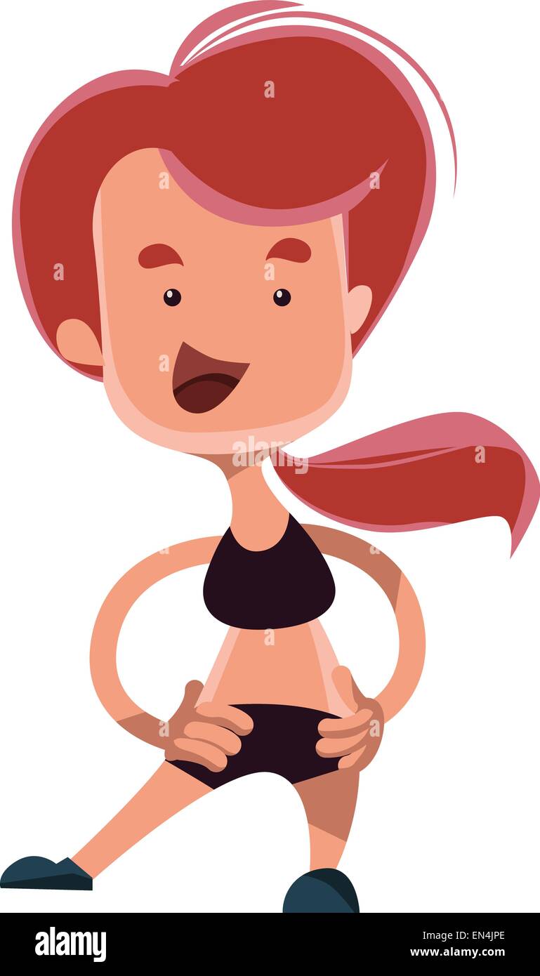 Young girl stretching doing sports vector illustration cartoon ...