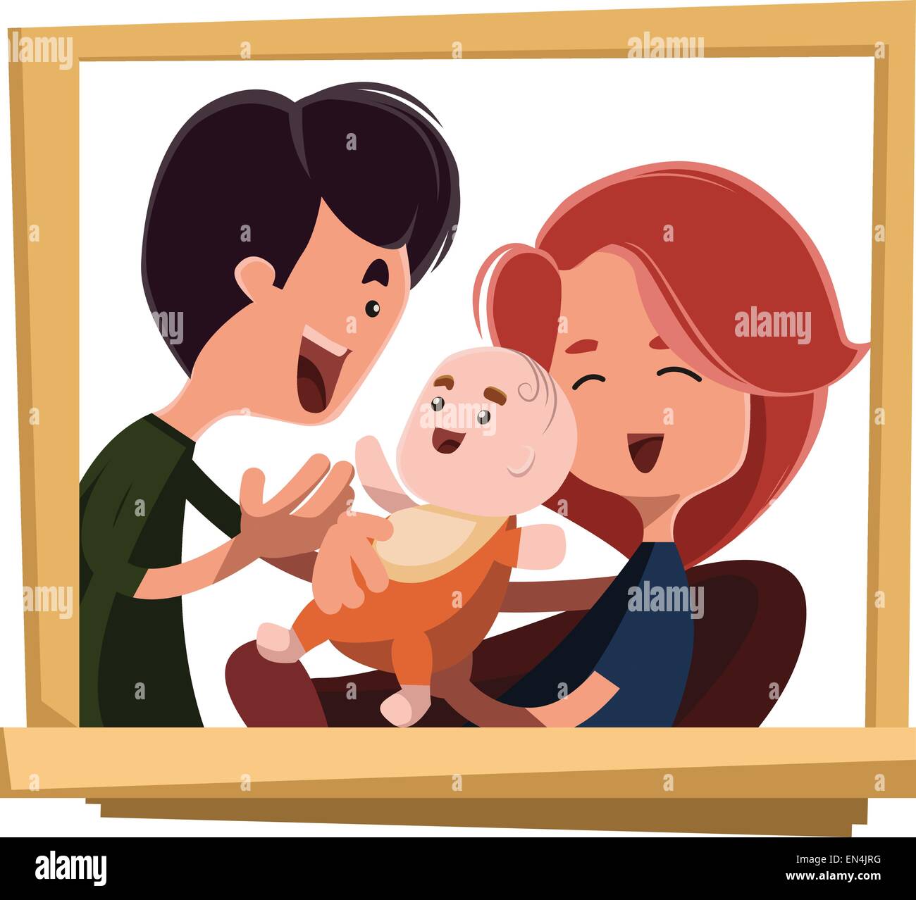 Happy family portrait vector illustration cartoon character Stock ...