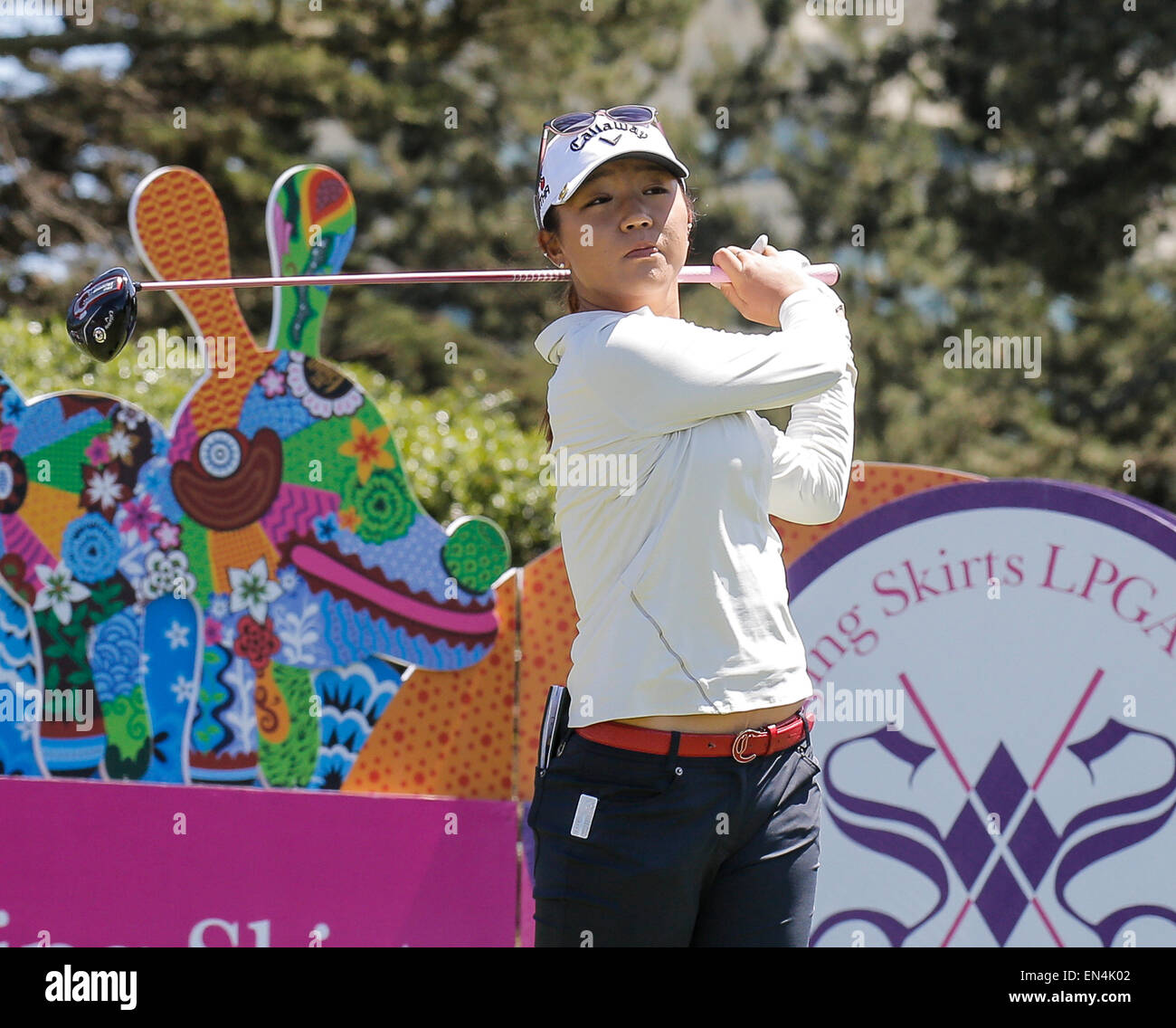 San Francisco, CA. 26th Apr, 2015. Lydia Ko tee off at the 10th hole ...