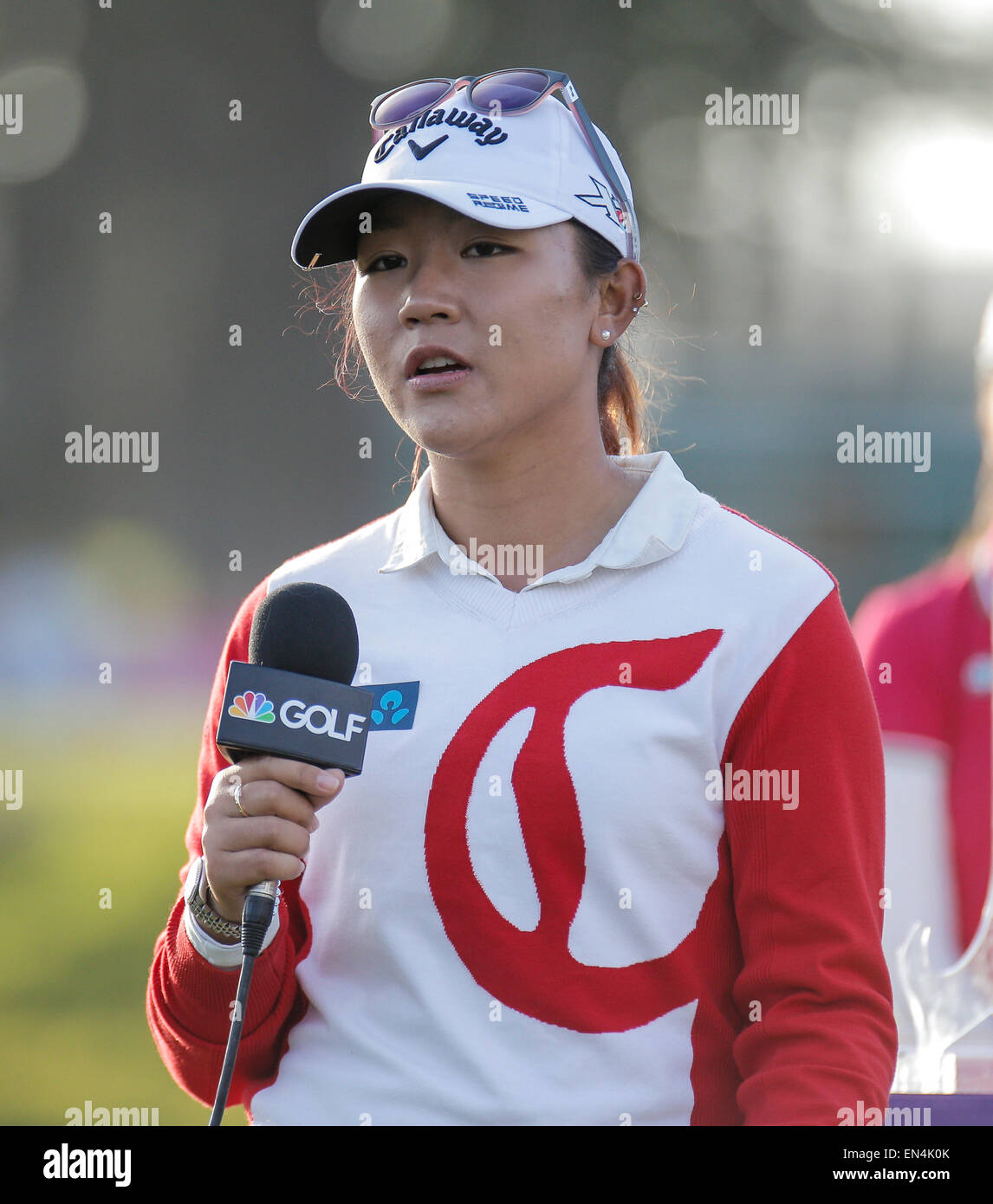 San Francisco, CA. 26th Apr, 2015. Lydia Ko talk to the crowd after ...