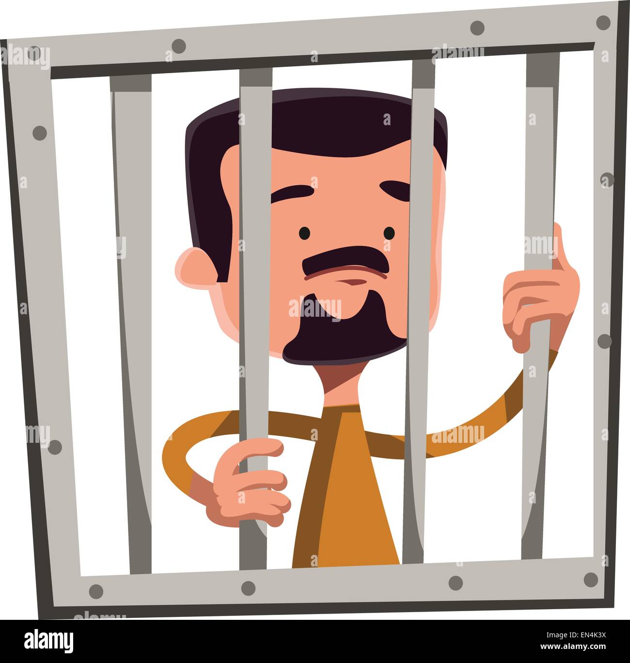 Man in jail holding bars vector illustration cartoon character Stock ...