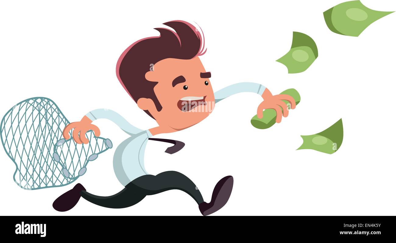 Catching money businessman vector illustration cartoon character Stock ...