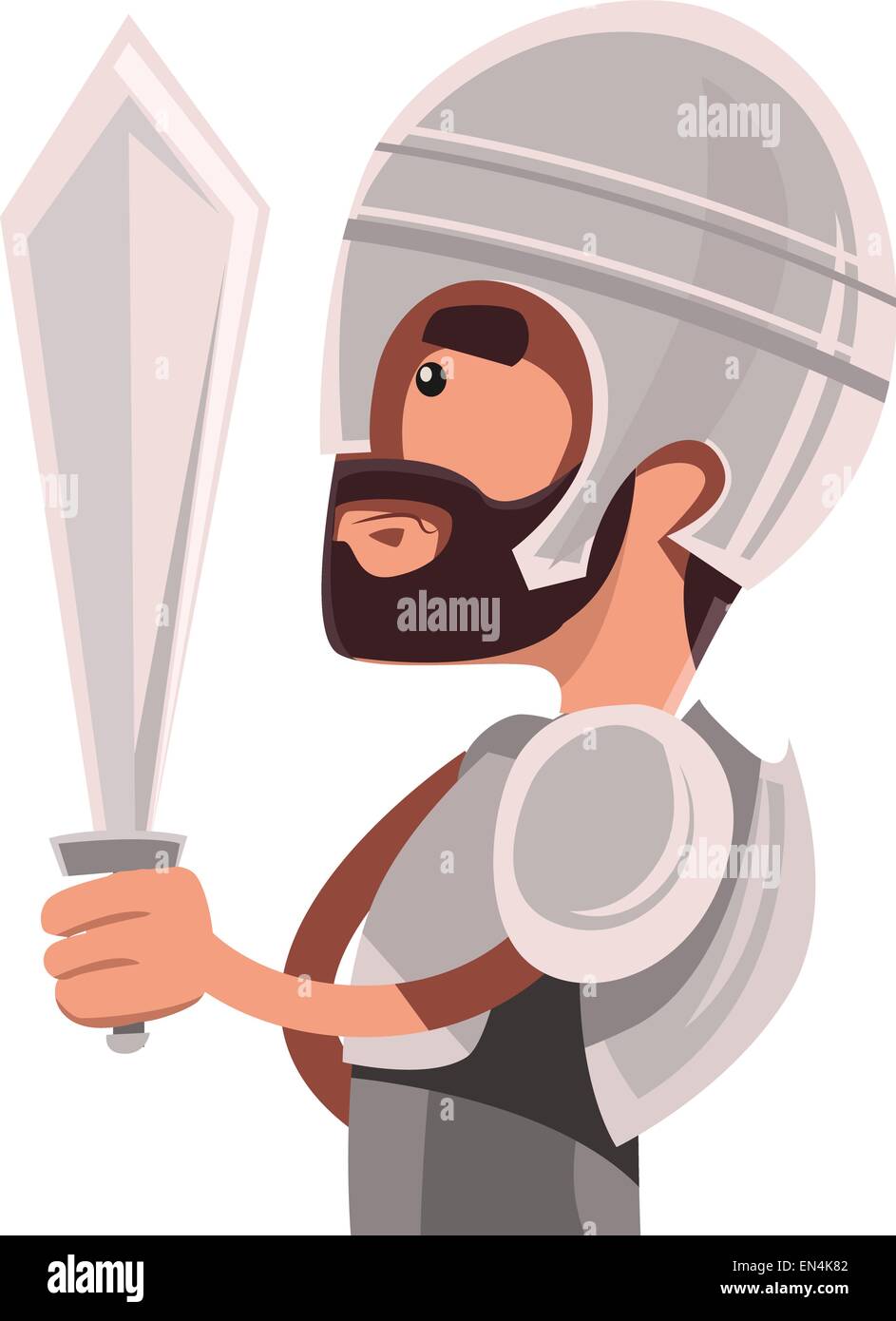 Ancient warrior in full armour vector illustration cartoon character ...