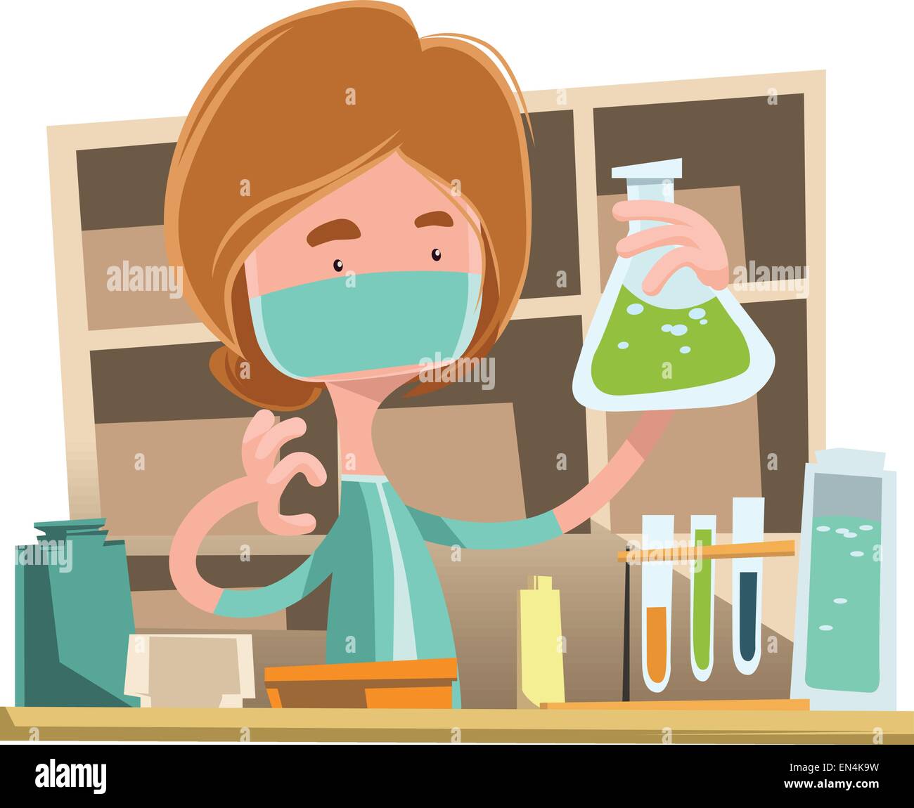 Doctor working at laboratory vector illustration cartoon character ...