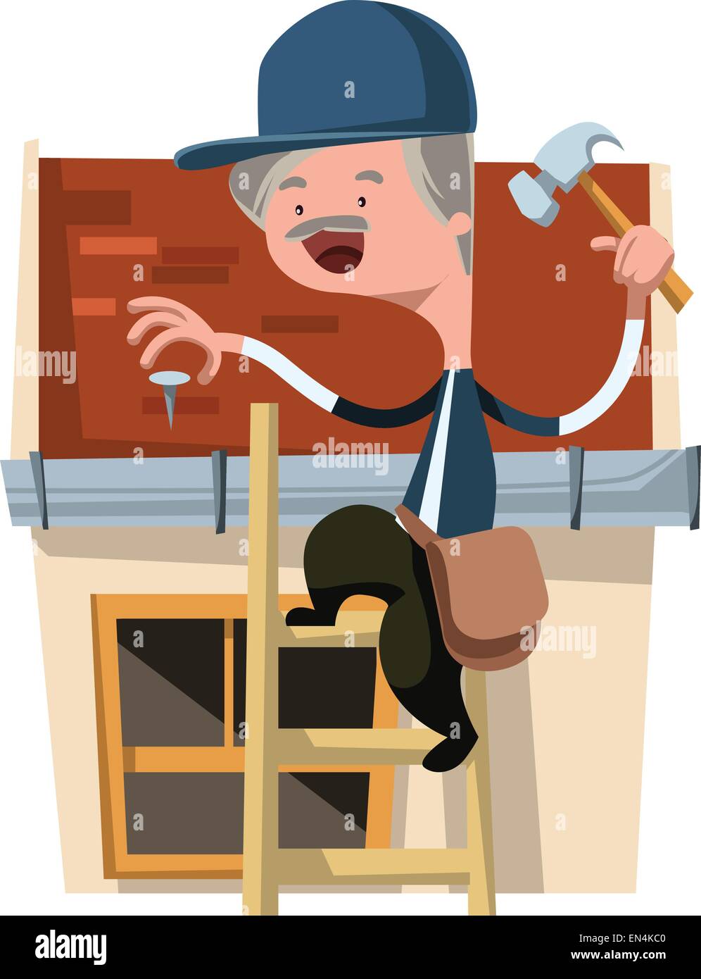 House craft worker man fixing vector illustration cartoon character ...