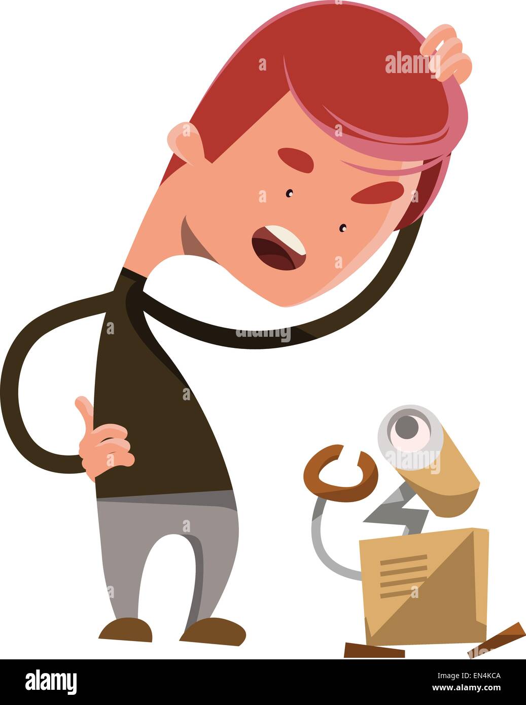 Crazy robot technology vector illustration cartoon character Stock ...