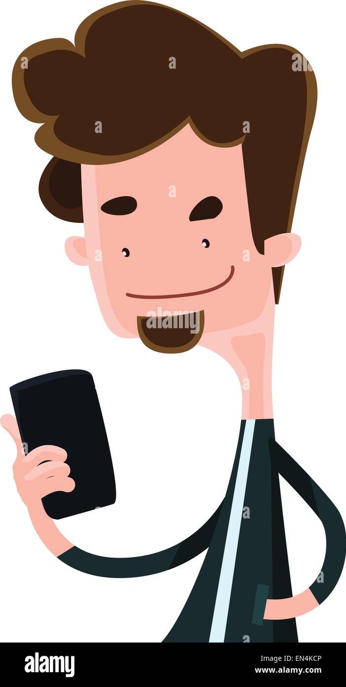 Man holding a phone vector illustration cartoon character Stock Vector ...