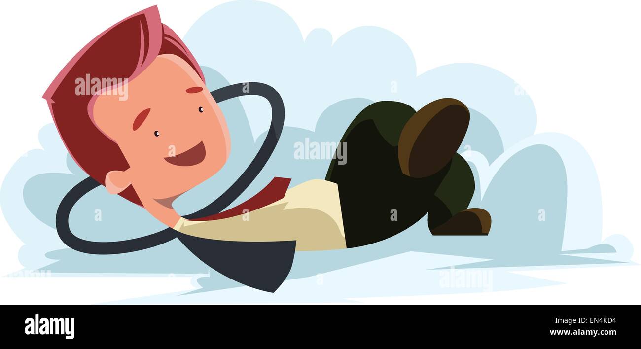 Man in clouds dreaming vector illustration cartoon character Stock ...