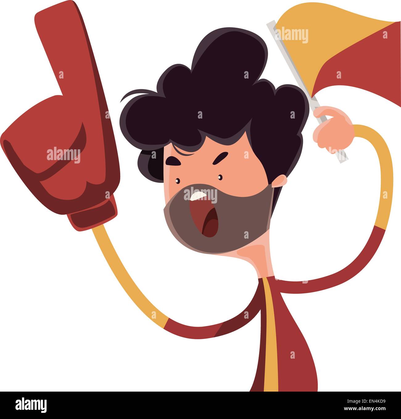 Fire fan cheering for his team vector illustration cartoon character ...