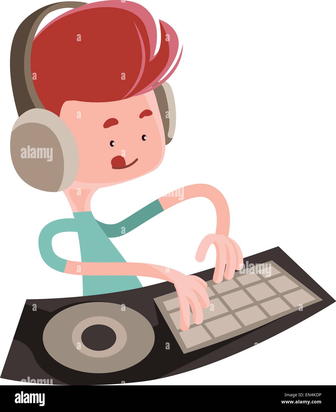 Dj playing music beats vector illustration cartoon character Stock ...