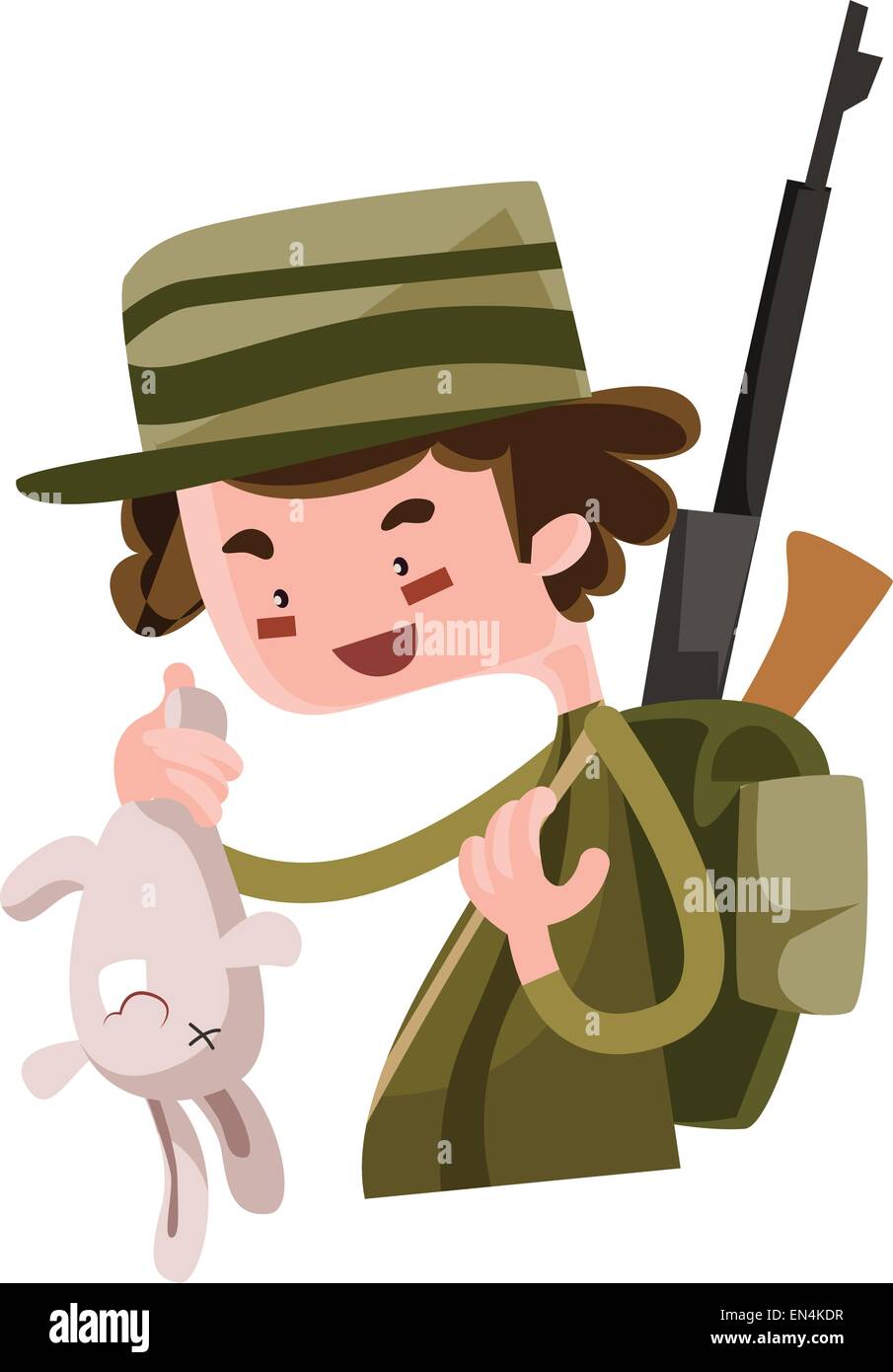 Hunter shoot wild bunny vector illustration cartoon character Stock ...