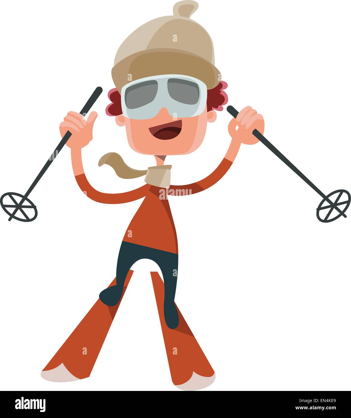 Going skiing in winter vector illustration cartoon character Stock ...