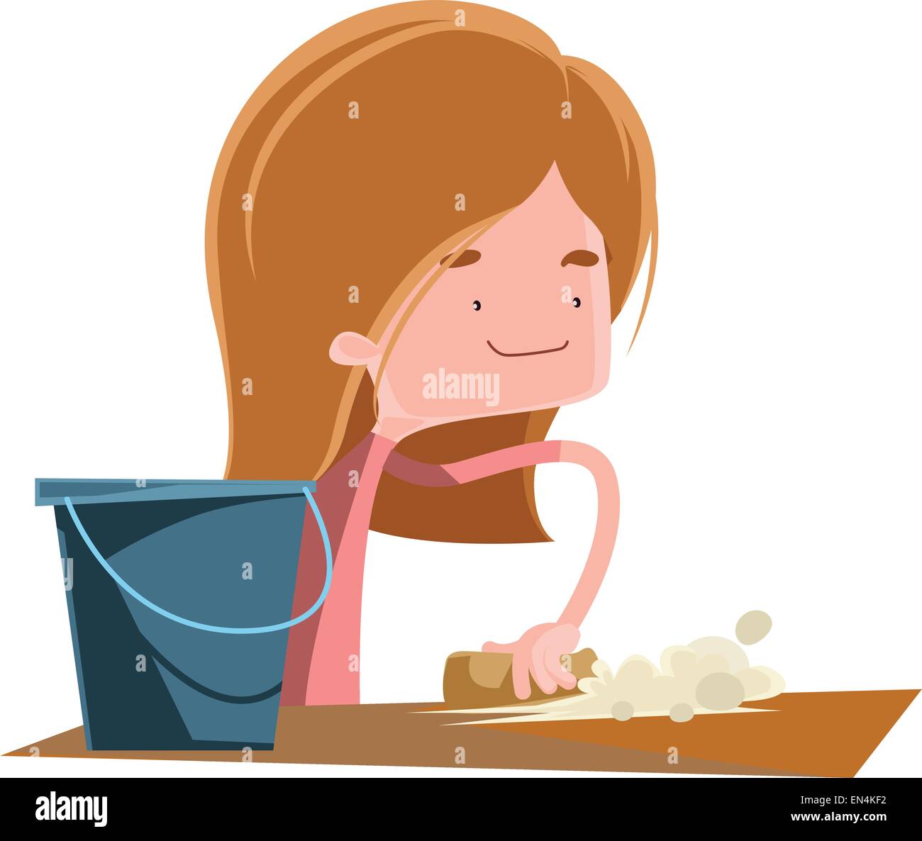 Beautiful girl cleaning the floor vector illustration cartoon character ...