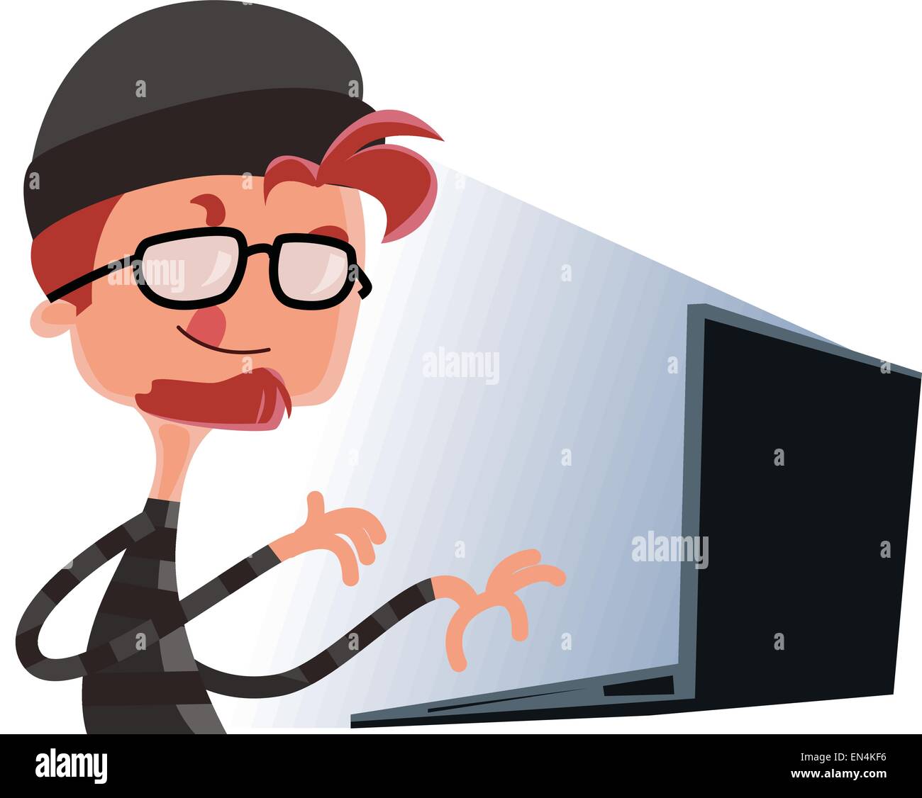 Hacker typing on a computer vector illustration cartoon character Stock ...