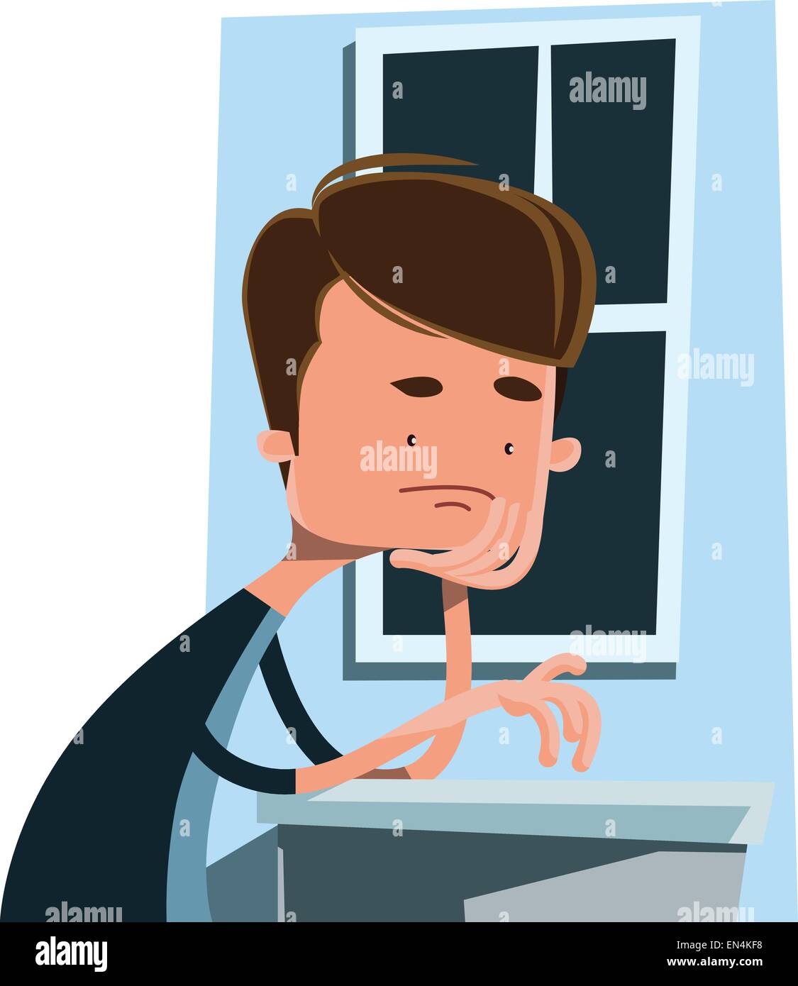 Man waiting next to a window vector illustration cartoon character ...