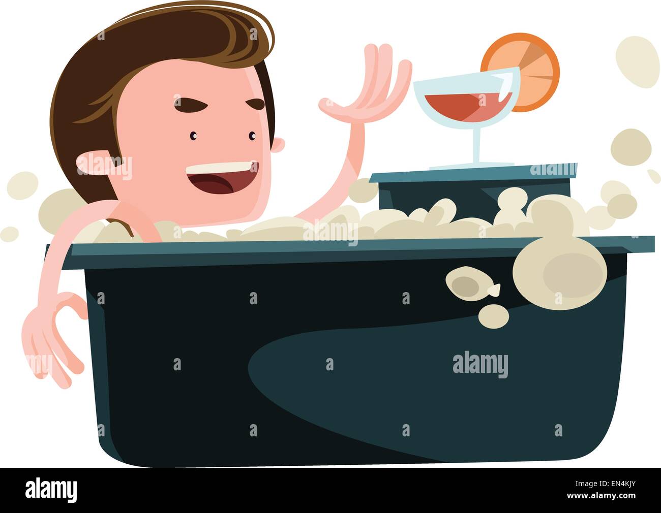 Man taking a bath enjoying vector illustration cartoon character Stock ...