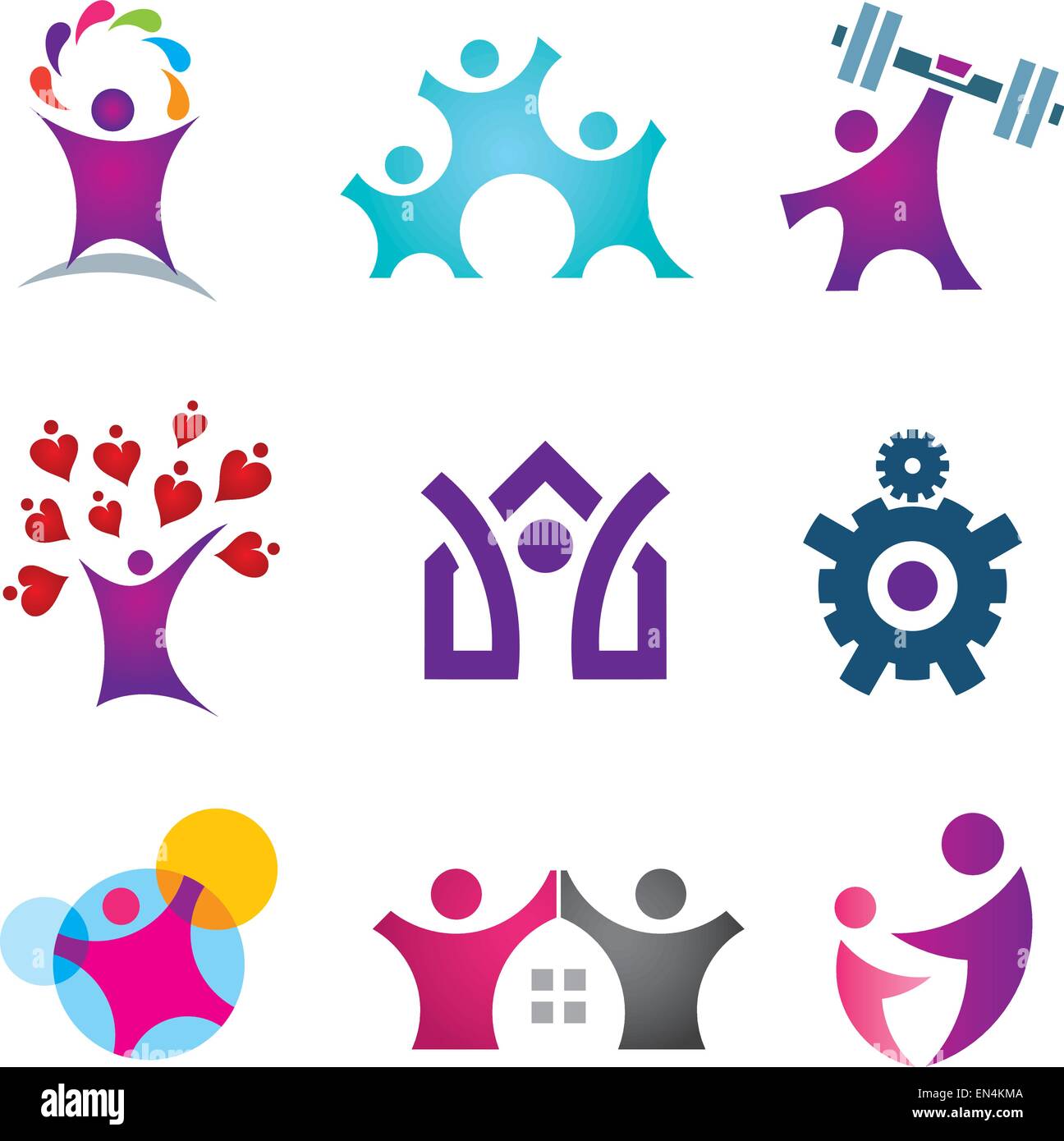 Living the great life happy social people icon set Stock Vector Image ...