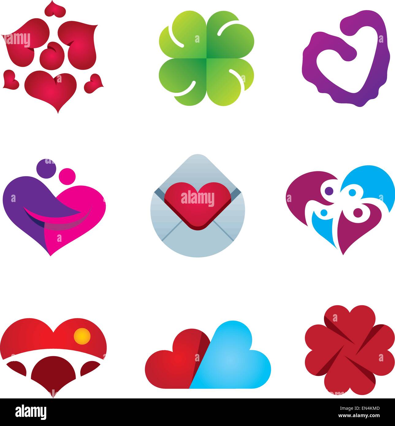 Beautiful feeling of love emotion heart design icon set Stock Vector ...
