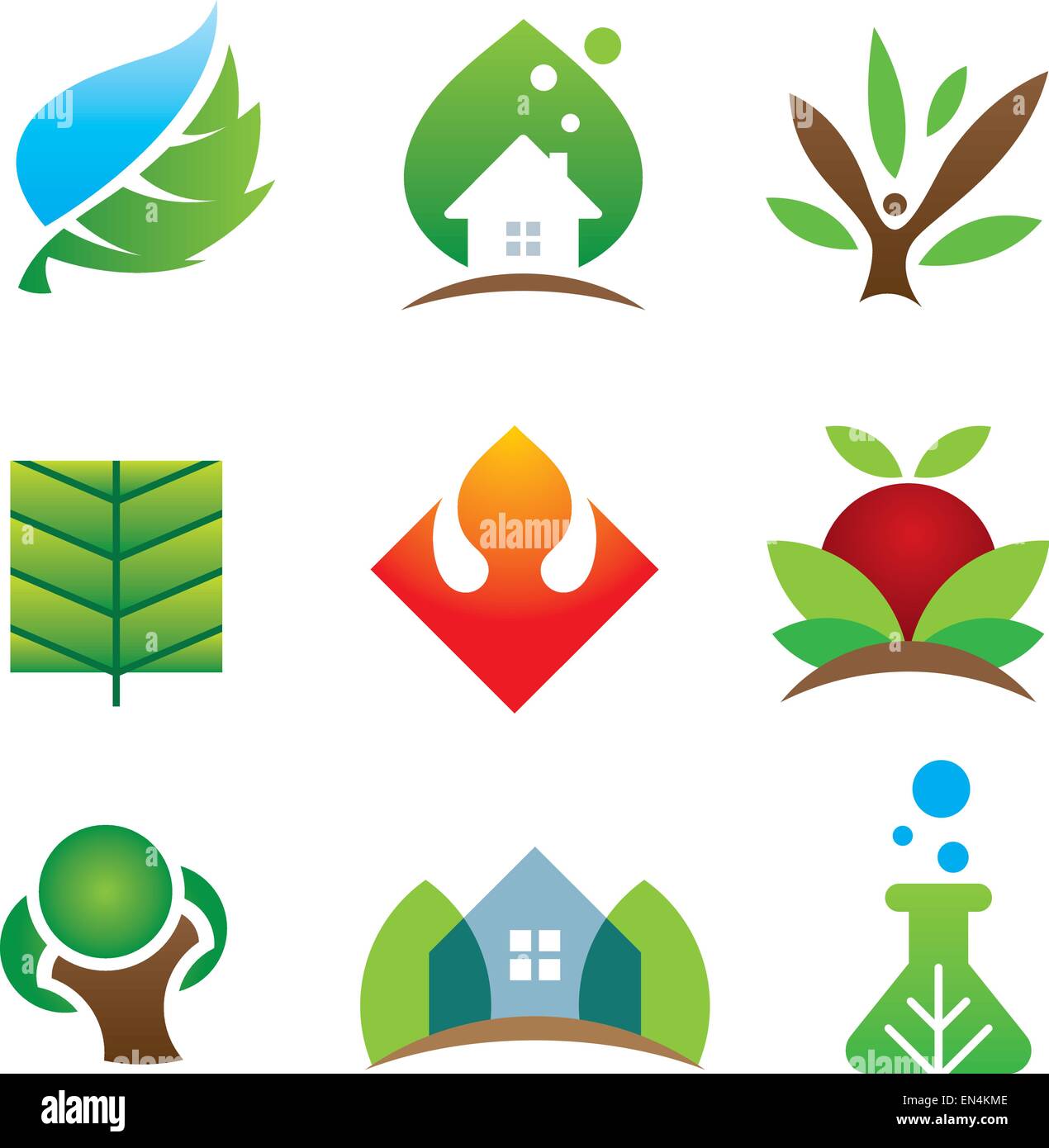 Green eco environment science creation for brighter future icon set ...