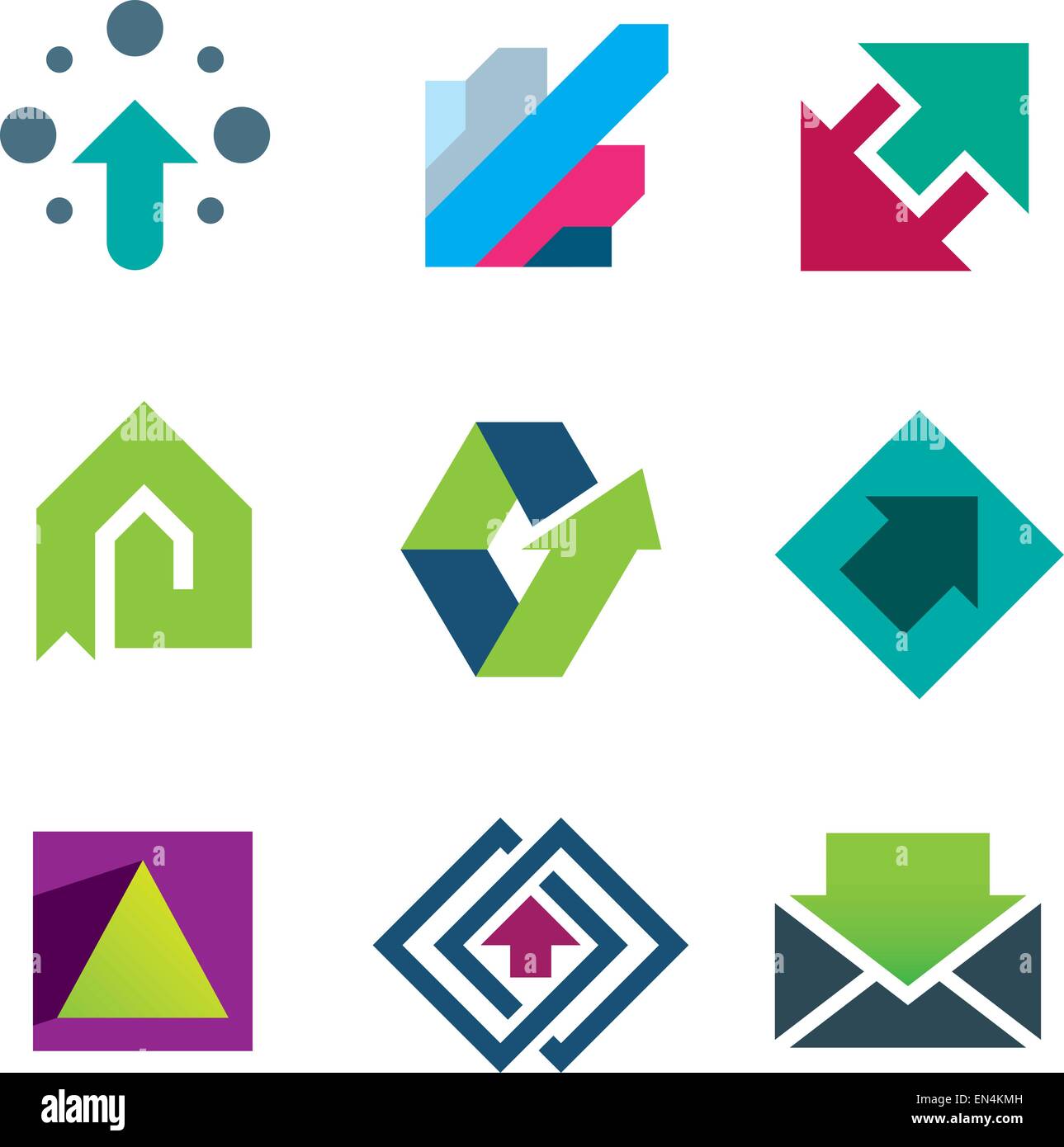 Green arrows pointing up business and life success icon set Stock ...