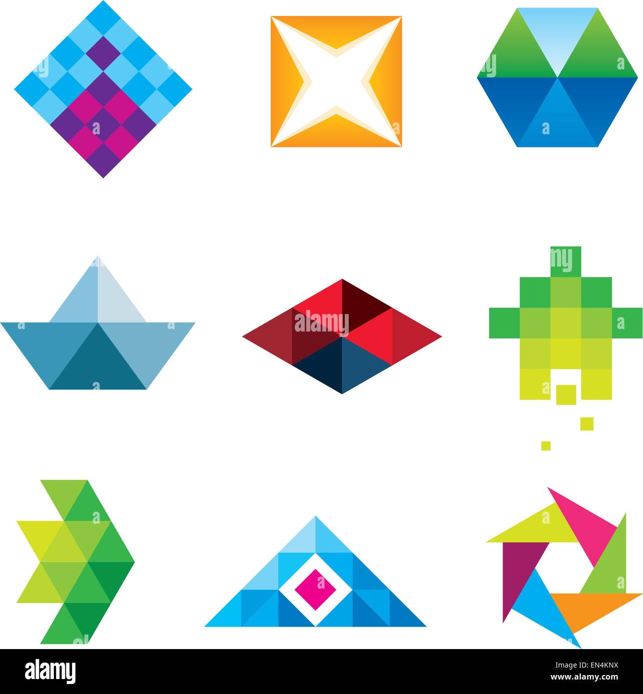 Beautiful geometric polygon art design arrow new dimension logo set ...