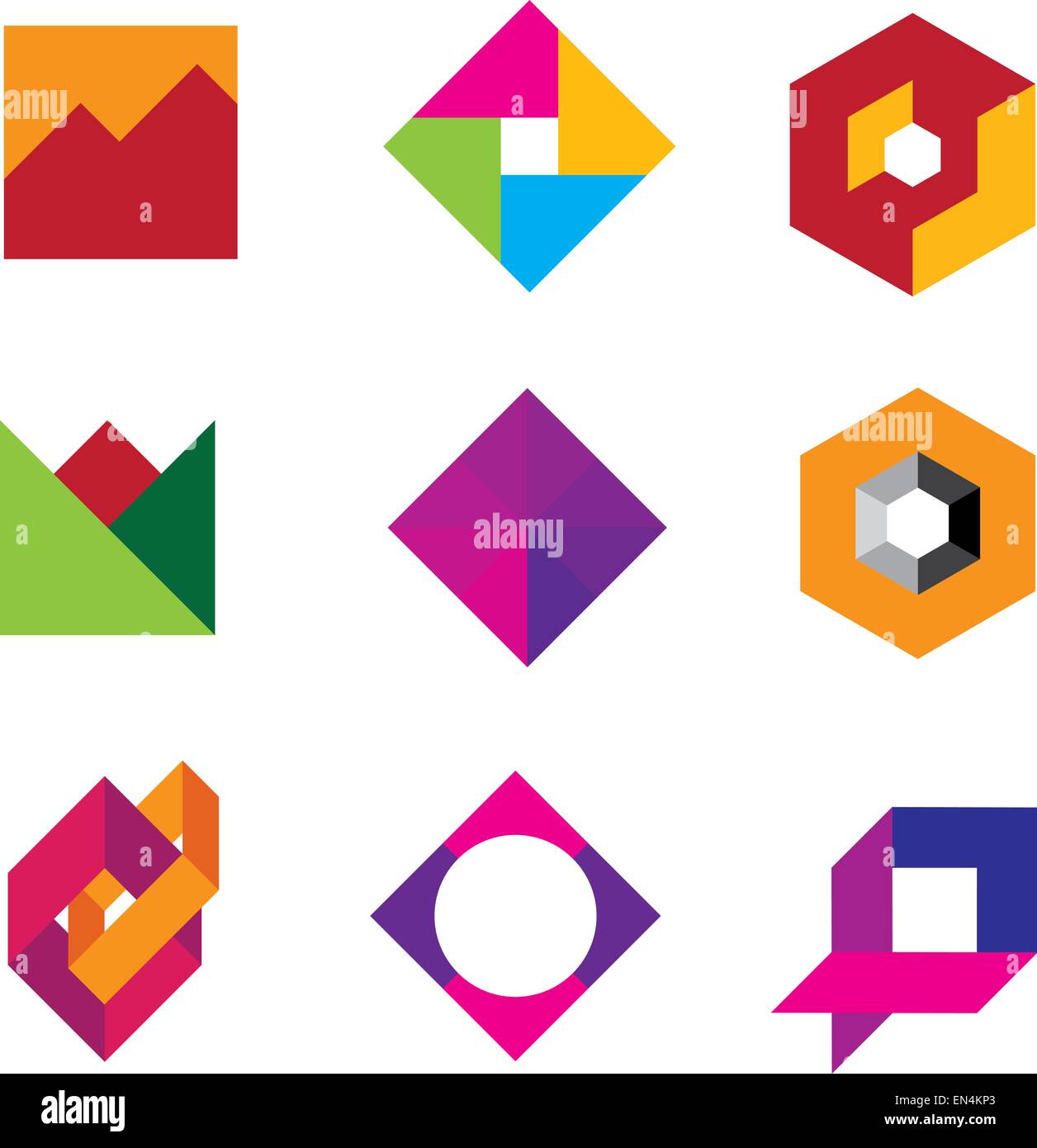 Quality geometric base logo art design abstract polygon icon set Stock ...