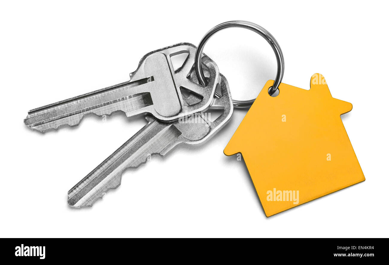 Set of Keys With Yellow House Isolated on White Background Stock Photo ...