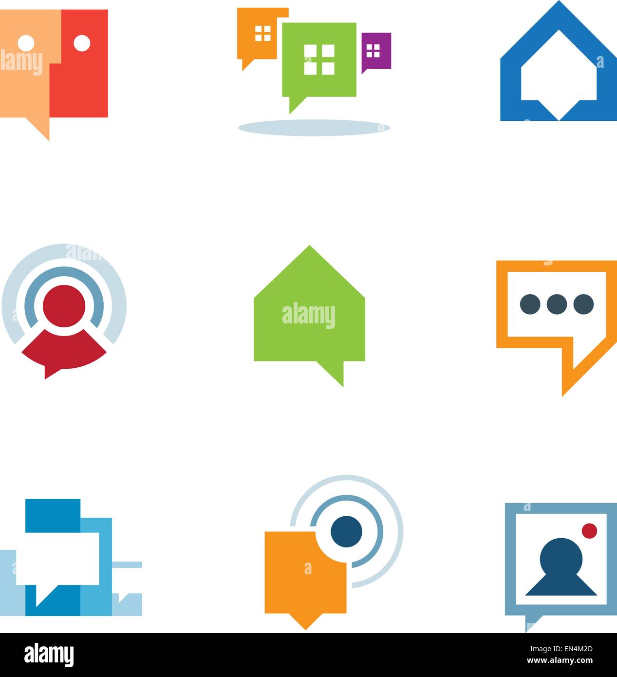 Personal social community conversation on internet network chat logo ...