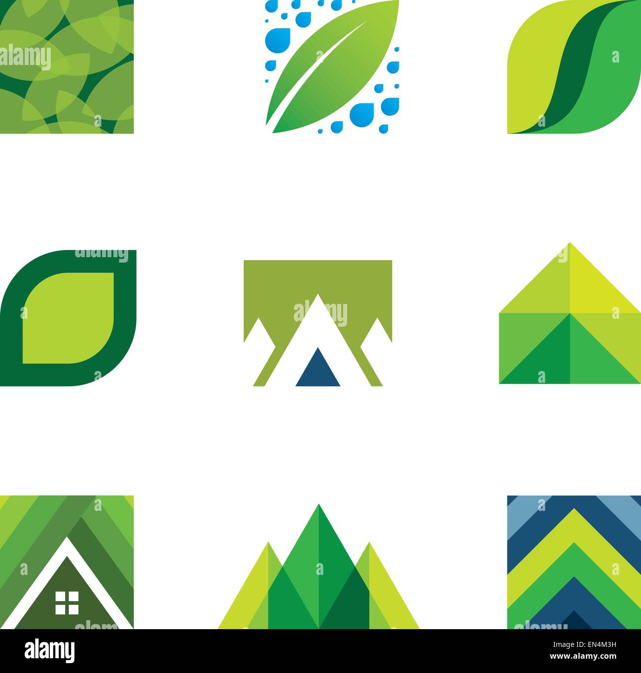 Green life creative logo set construction better life icons vector ...