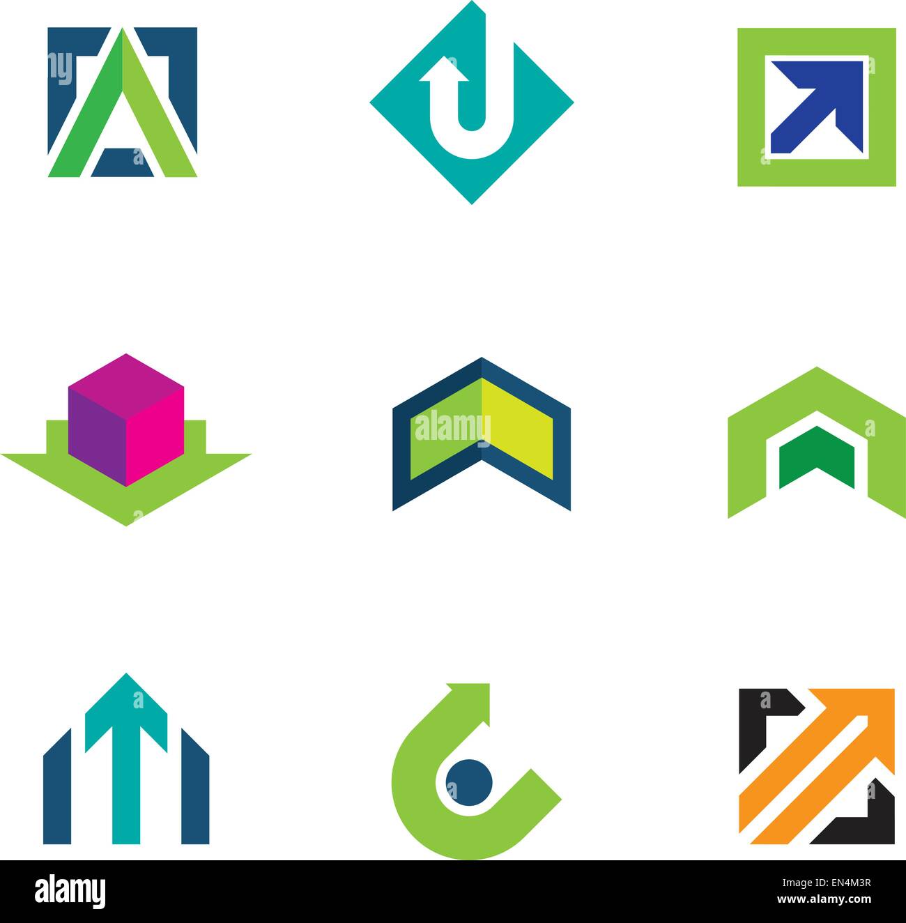 Business company economy green arrow progress logo icon set Stock ...