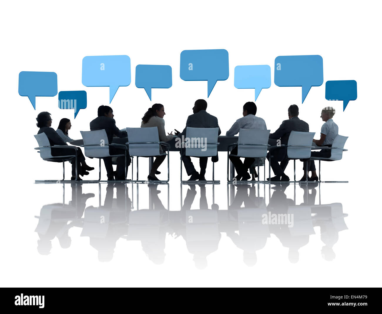 Business People Discussing Around The Conference Table And Speech ...