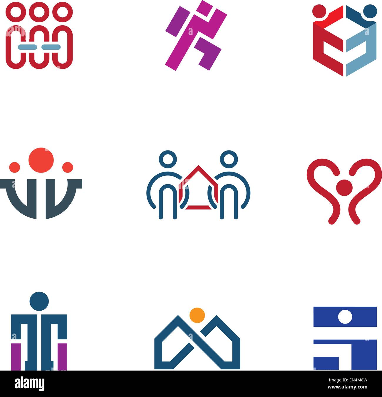 Share people community help for rebuilding society logo icon set Stock ...