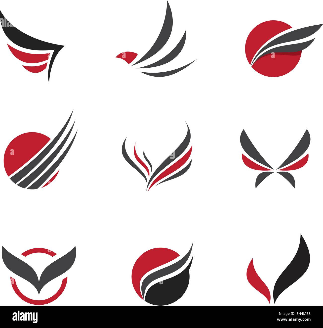 Black Vector set of wing symbols Stock Vector Image & Art - Alamy